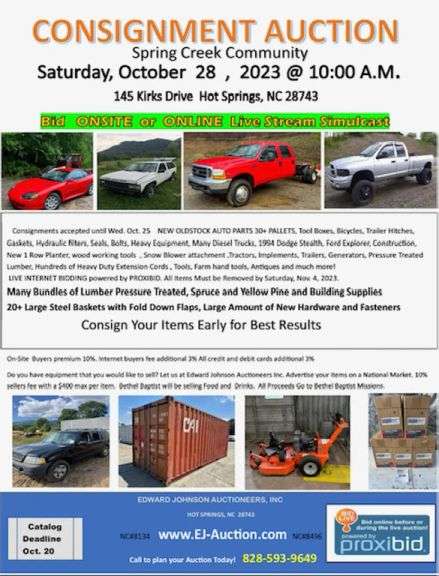 Fall Consignment Auction - Onsite and Online - Auctionology LLC