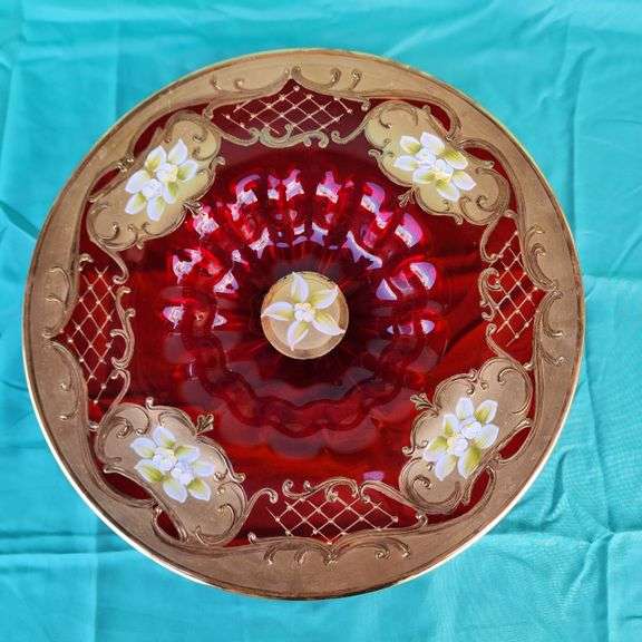 12" Murano Glass Plate 24KT Gold Paint Made in Italy - Auctionology LLC