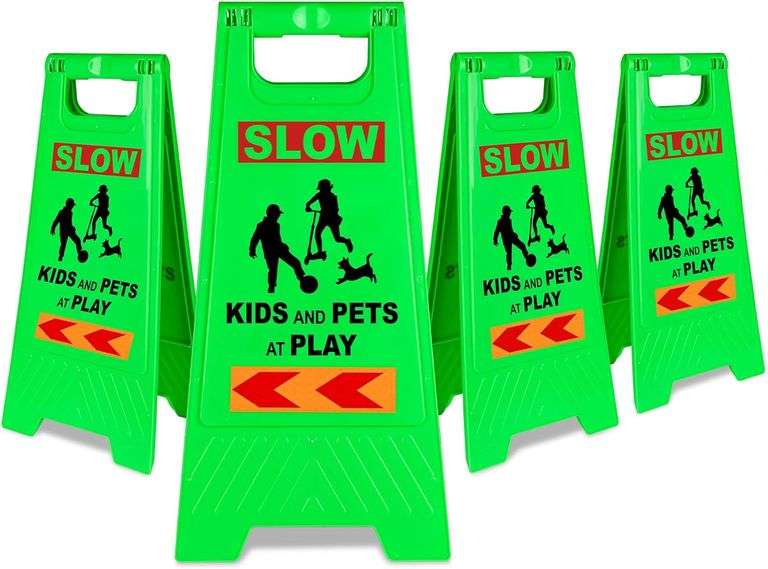 4Pack Kids Playing Sign for Street, Children at Play Safety Sign with ...