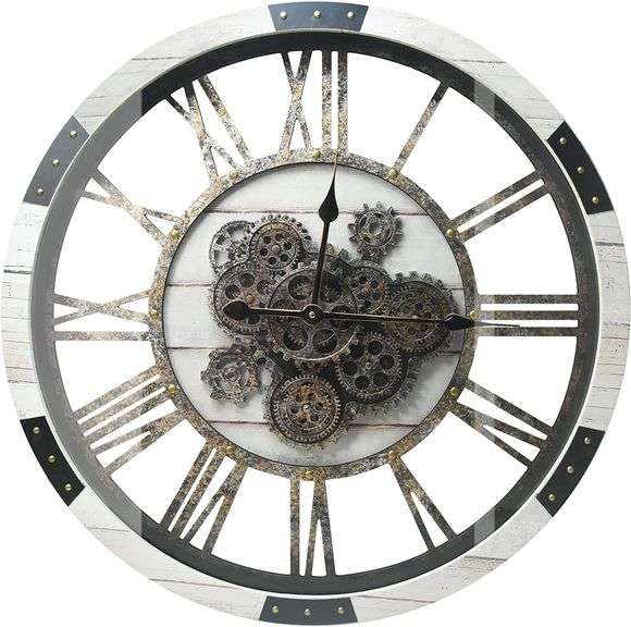 27" Large Real Moving Gears Wall Clock with Toughened Glass Cover Solid ...