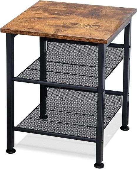 LUSIMO Small Side Table, Rustic Brown - Auctionology LLC