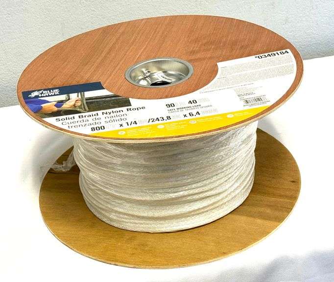 Blue Hawk Solid Braid Nylon Rope 1/4" (350+ft. Roll) - Auctionology LLC