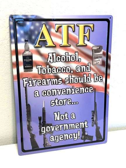 ATF Embossed Metal Wall Sign - NEW! - Auctionology LLC