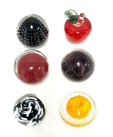 6pc Art Glass Paperweight Collection - Auctionology LLC