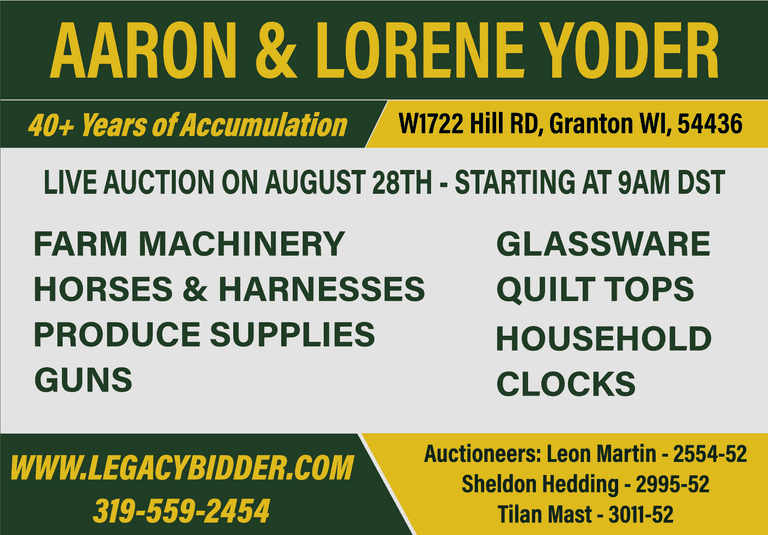 Aaron & Lorene Yoder Downsizing Auction - Auctionology LLC
