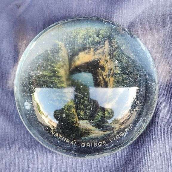 Vintage Dome Glass Paperweight "Natural Bridge Virginia" 3 ...
