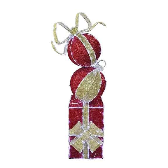 Holiday Living 6-ft LED Red & Gold Ornament Gift Stack Decoration - NEW ...