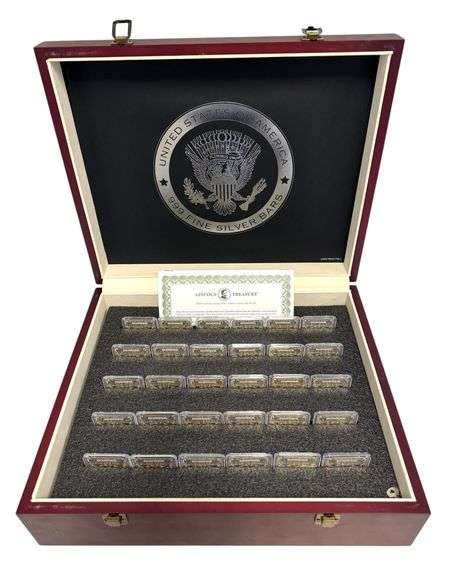 Lincoln Treasury .999 Silver Bullion Bars - 30 Bars w/ Display Case ...
