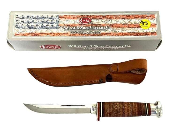 CASE XX Mushroom Cap Brown Stacked Leather Fixed Blade Hunter Knife ...