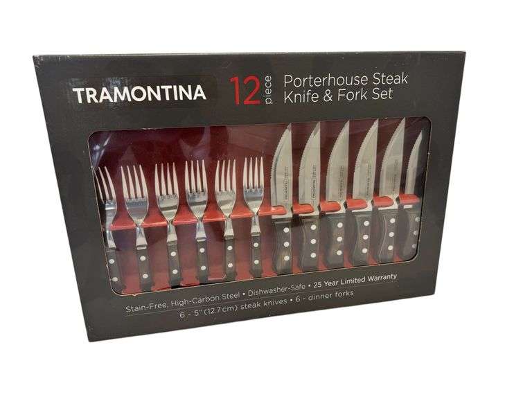 Tramontina 12pc Porterhouse Knife & Fork Set - NEW! - Auctionology LLC